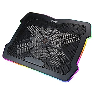 Rosewill RGB Laptop Cooling Pad, Gaming Laptop Cooler for 17 Inch Laptops, Big Quiet Fan, Adjustable Angles, Lighting Modes, Fan Speed Modes - (RWNB17B), Black