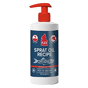 PLATO Pet Treats Fish Oil for Dogs - Omega 3 Oil for Dogs - Supports Healthy Skin and Coat - Baltic Sprat Oil Recipe 16oz