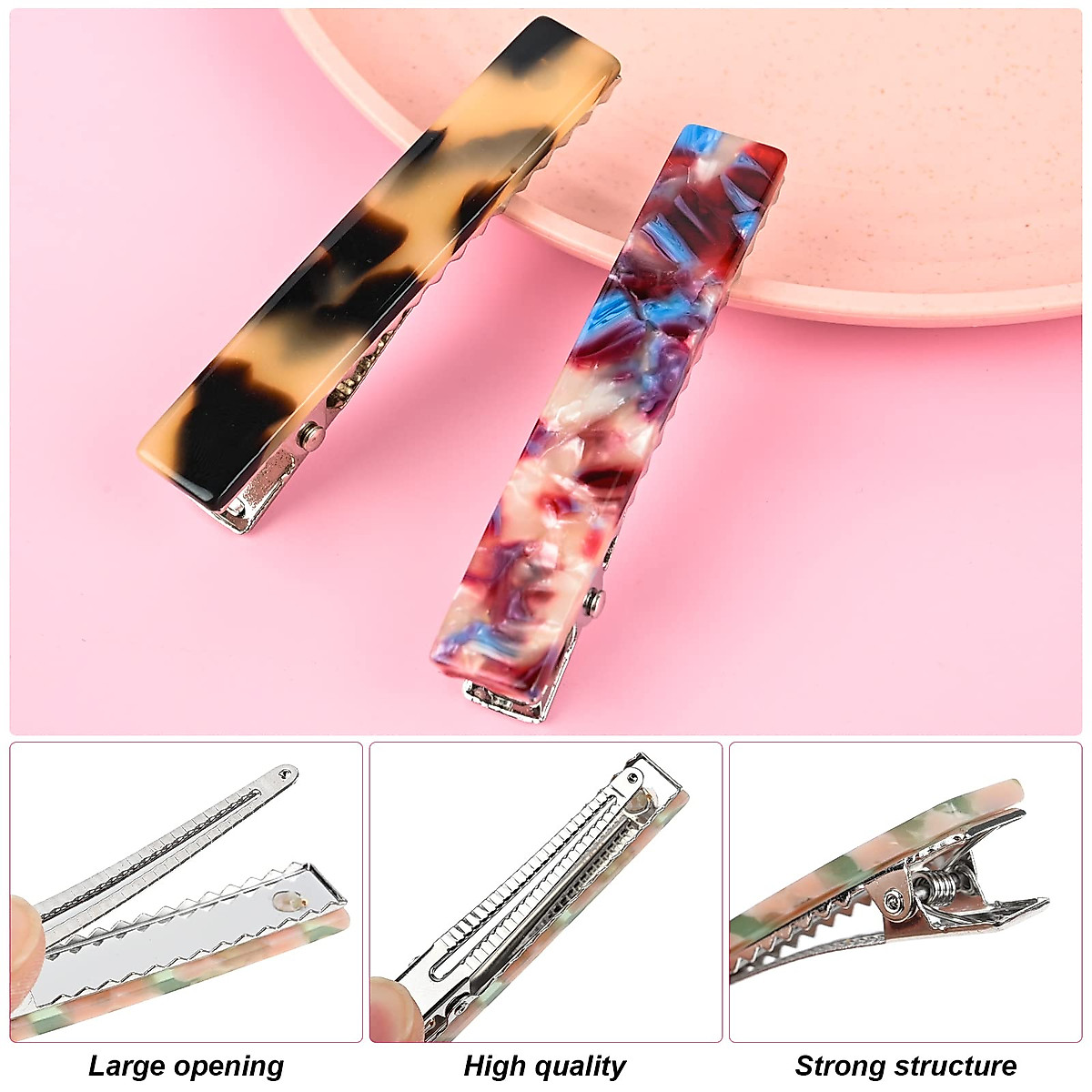 VAIPI 20 Packs Acrylic Hair Clips for Women Styling No Bend Hair Barrettes Cute Resin Flat Hair Pins Girls Makeup Accessories No Crease Hairstyle Snap Clip for Long Short Hair Thick Thin Hair Styling