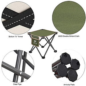 Opliy Camping Stool, Folding Samll Chair Portable Camp Stool for Camping Fishing Hiking Gardening and Beach, Camping Seat with Carry Bag (Green, L 13.5")