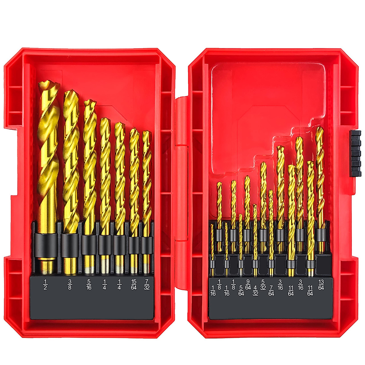 YIYITOOLS Titanium Twist Drill Bit Set 21 Piece Fit for Cutting Hard Metals，Such as Stainless Steel, Aluminum Alloy and Titanium Alloy 21 Pieces