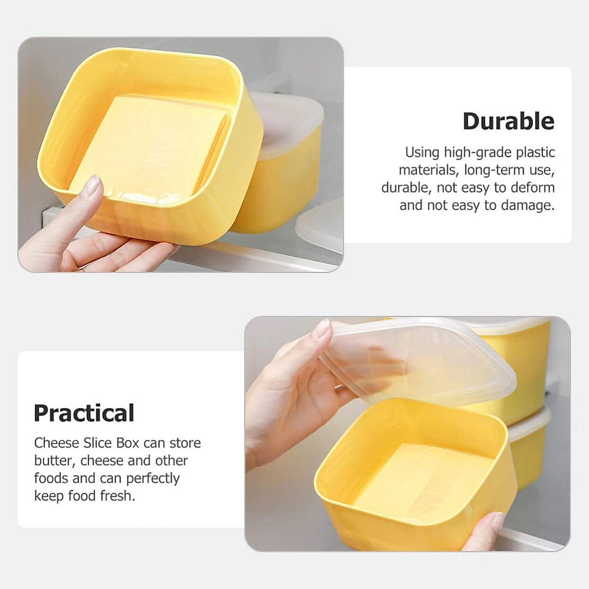 Luxshiny Cheese Storage Container Cheese Slice Holder Cheese Saver Keeper with Lid Meal Prep Food Organizer Airtight Keep Cheese Fresh for Fridge Bento Lunch Box S
