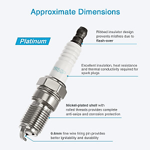 Vplus 8PCS Platinum Spark Plug, Replaces# 3186, TR5GP Compatible with Chevy Silverado 1500 2500 HD, Tahoe, Sierra 1500, Suburban 1500, Express 2500 3500, Escape, Yukon,Corvette 5.3L 6.0L V6 V8