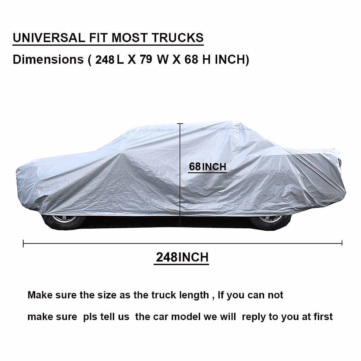 GUNHYI Pickup Truck Cover Waterproof All Weather, 6 Layer Heavy Duty Truck Cover Universal Fit Ford F150, Chevy Silverado, GMC Sierra, Dodge Ram 1500 Extended/SuperCrew Cab (Truck, up to 248 inch)