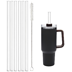 Finduat 6 Pack Replacement Straw Compatible for Stanley 40 oz 30 oz Cup Tumbler, Reusable Straws with Cleaning Brush for Stanley Adventure Travel Tumbler, Plastic Clear Straw for Stanley Accessories