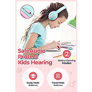 Picun E5 Kids Wireless Headphones with Microphone, Bluetooth 5.0 Over Ear Wireless Kids Headphones with Volume Control 85dB/93dB, 40H Playtime, Sharing Function, for School/iPad/Tablet/Boys/Girls