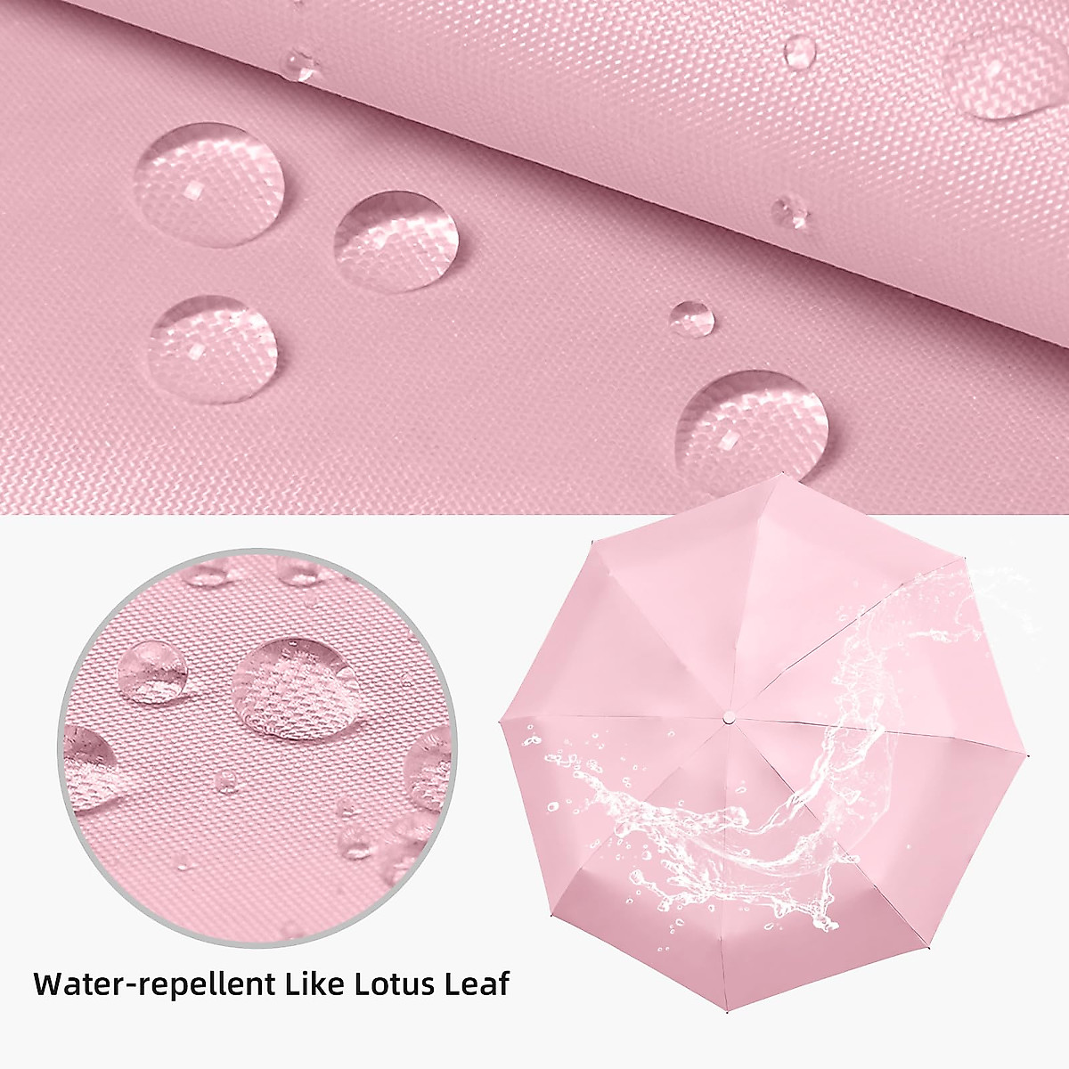 Trenovo Travel Umbrella - Mini Folding Compact Umbrella with Case, 8 Ribs Lightweight Portable Umbrella, Small Sun & Rain Pocket Umbrella for Girls and Women - Pink