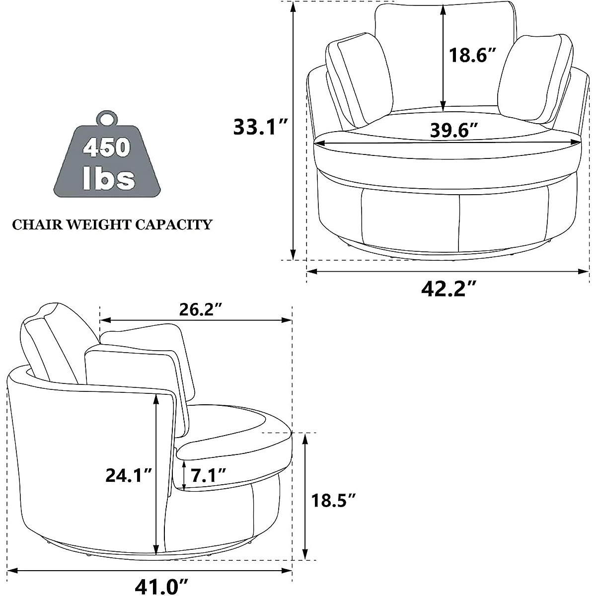 Oversized Accent Swivel Barrel Chair, Modern Upholstered Cuddle Sofa Chair with 3 Pillow 360 Swivel Lounge Chair Leisure Cozy Club Chair for Living Room Bedroom Office (Sherpa Caramel)