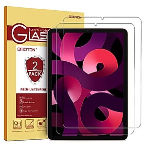 OMOTON [2 Pack] Screen Protector for iPad Air 5th Generation / 4th Generation, Compatible with iPad Air 5 / 4 10.9 Inch [Precise Cutout for Camera] [Work with Apple Pencil]