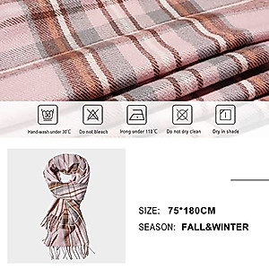 VANLINKER Winter Warm Scarfs for Women Cashmere Feel Large Scarf Fashion Poncho Long Shawls Grid Wraps Scarves Super Soft Light VL9310 Pink