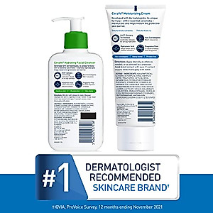 CeraVe Moisturizing Cream and Hydrating Face Wash Skin Care Set for Dry Skin | Face & Body Cream and Moisturizing Non-Foaming Face Wash | Hyaluronic Acid and Ceramides | 8oz Cream + 8oz Cleanser