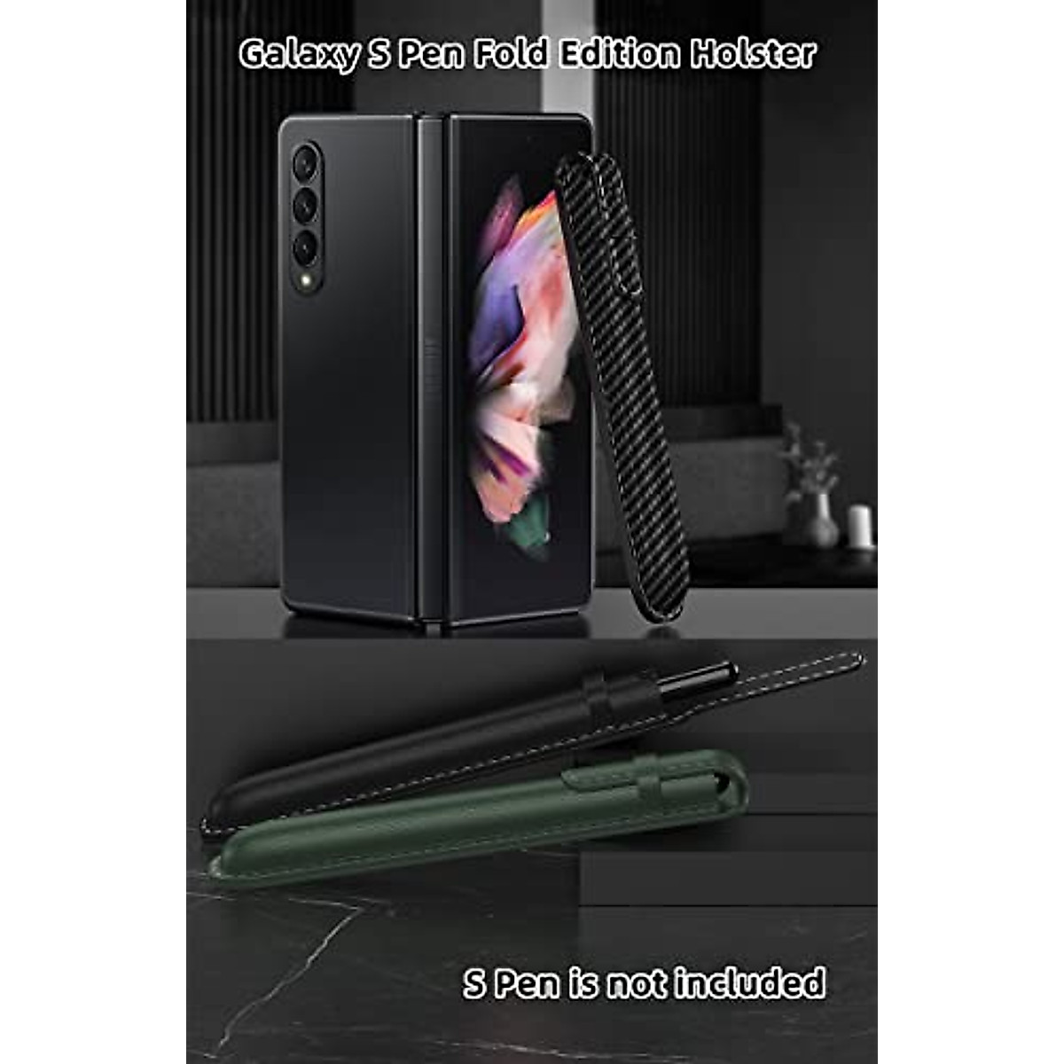 BAILI for Samsung Galaxy S Pen Fold Edition Holster,Galaxy S Pen Universal Stylus Holder,Sleeve Carrying Leather Slot for Touch Stylus S Pen,S-Pen Fold Pro,Z Fold3, Z Fold4 Pen Protection-Brown