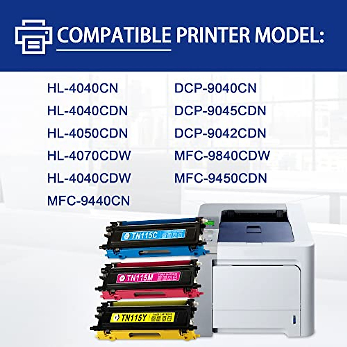 NUCALA Compatible TN115 TN-115 Toner: TN-115C TN-115M TN-115Y High Yield Toner Cartridge Replacement for Brother TN115C TN115M TN115Y to use with HL-4070CDW HL-4040CN/CDN MFC-9840CDW Printer (C/M/Y)