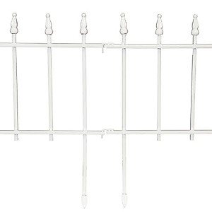 Sunnydaze 5-Panel White Roman Border Fence Set - 9-Foot Overall Length - Decorative Metal Garden, Lawn, and Landscape Fencing - 22 Inches Wide x 18 Inches Tall Per Piece