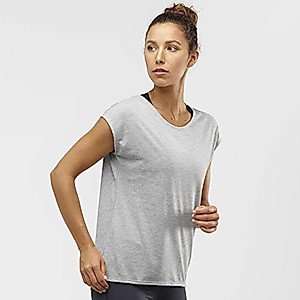 Salomon Women's Standard Comet Short Sleeve TEE W, Lunar Rock/Heather, L