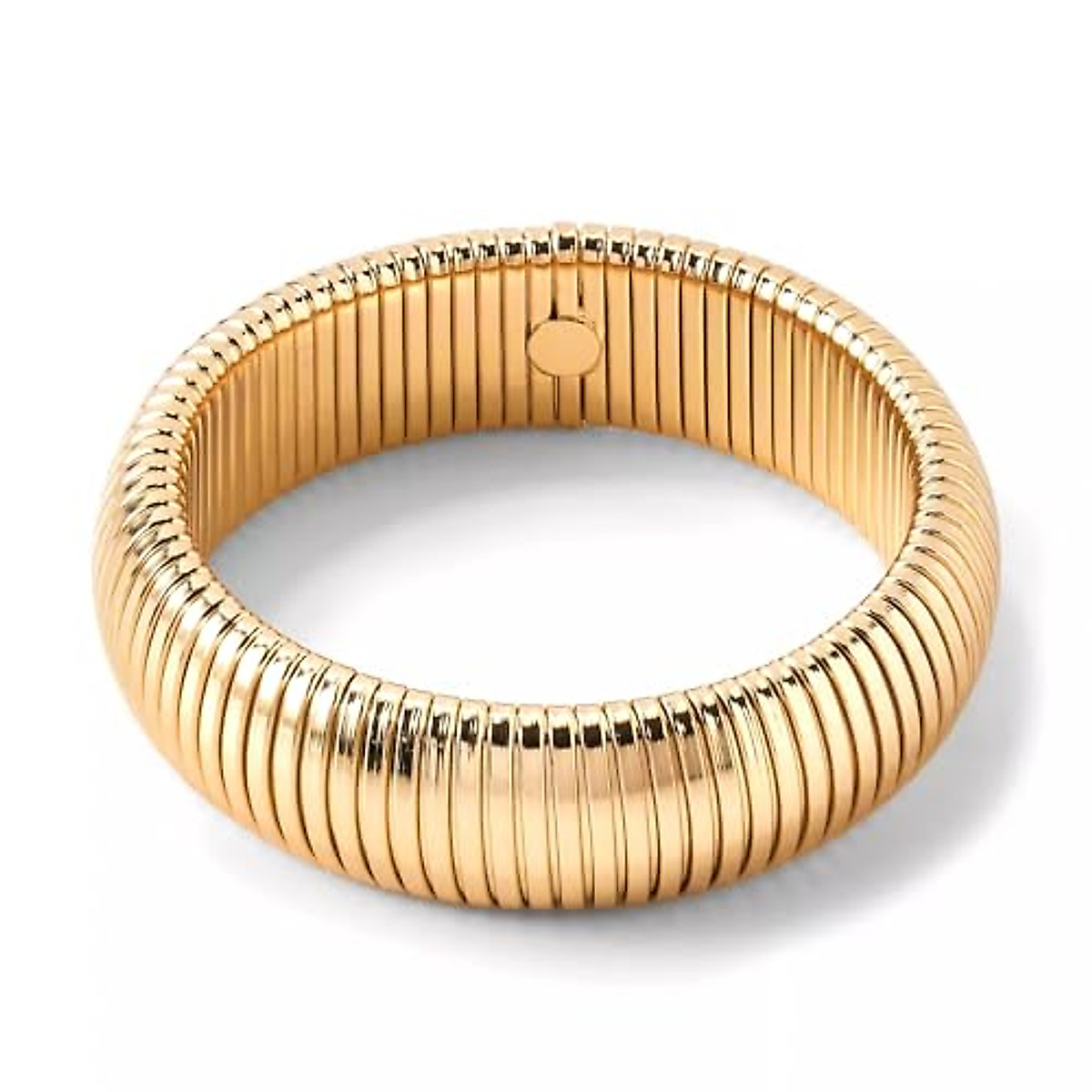 CONRAN KREMIX Gold Chunky Bangle Stretch Bracelets For Women 14K Real Gold Filled Stainless Steel Cuff Bracelet Non Tarnish Trendy Jewelry 20MM Width,8 Inches