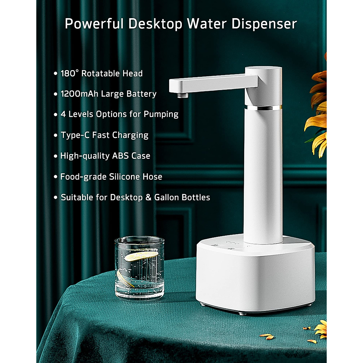 Water Dispenser for 5 Gallon Bottle - Intelligent Desktop Water Bottle Dispenser, Dual-Purpose Automatic Water Pump for Universal Bottle, Water Jug Dispenser Suitable for Home, Office, Outdoor