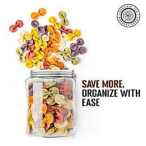 Pride Of India Clear Food Grade PET Plastic Square Grip Storage Jar w/Cap | 32 Fluid Ounces (3-4 Cup Storage Capacity) | BPA Free USA Made