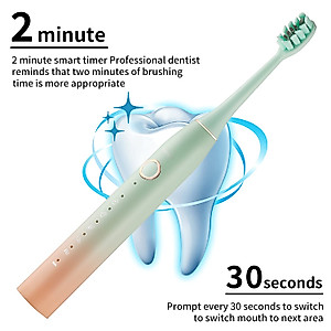 NEILDEN Adult Ultrasonic Electric Toothbrush, IPX8 Rechargeable Electric Travel Full Clean Elements Care Toothbrush, Sonic Electric Toothbrush Set Green