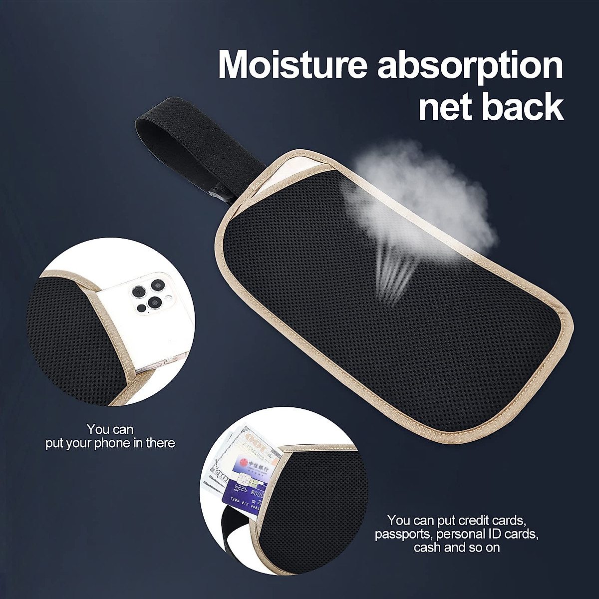 RFID Blocking Money Belt for Men Women, Slim Fanny Pack For Travel，Running,Conceal Waist Wallet For Passport Holder,Phone,Cash(Black Beige), Black Beige