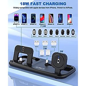 Foldable 3 in 1 Charging Station,18W Fast Charger Stand for Multiple Apple Devices Compatible with All iPhone, iWatch, Air Pods, Fast Charge Portable Travel Charger with QC3.0 Adapter