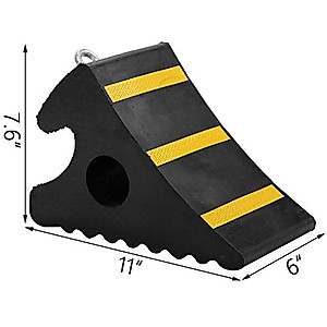 ScinoTec 2 Pack Wheel Chocks Heavy Duty Industrial Rubber Wheel Blocks with Reflective Strips for Travel Trailer Hauler Truck Fire Truck Commercial Vehicle RV (11" x 7.6" x 6", 2 Pack Solid Core)