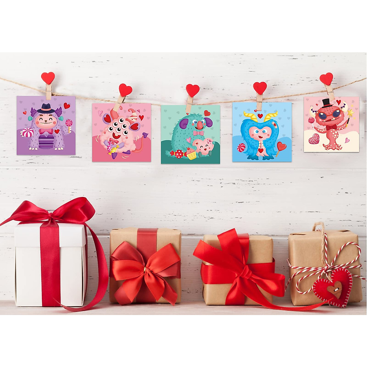 D4DREAM Monster Valentines Day Crafts for Kids 24pcs Valentine Stickers Sheets DIY Art Cards Make Your Own Face Stickers Make A Face Stickers for Kids Girl Boy Birthday School Classroom Party Supplies