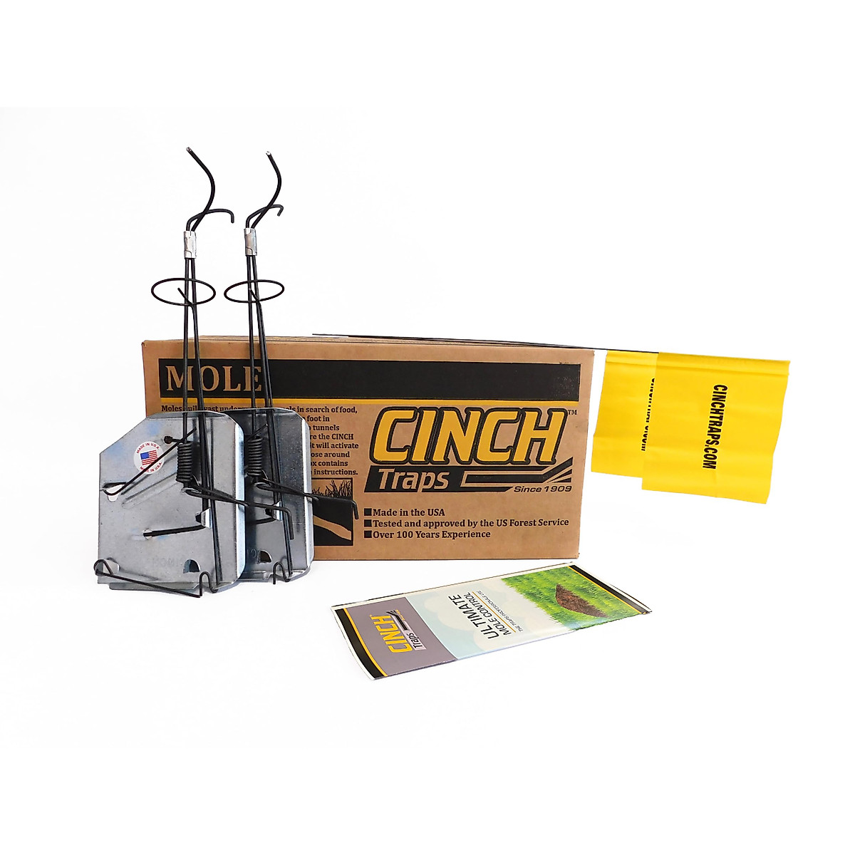 Cinch Traps Mole Trap Kit: Two Traps With Mole Tunnel Flags And Instructions - By - Made In America