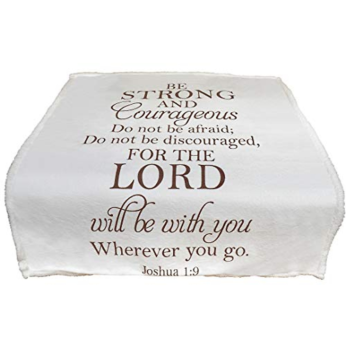 Double Creek Joshua 1:9 Scripture Throw Blanket - Ultra Soft Sherpa Fleece Microfiber Inspirational Faith Blanket for Bed Couch Chair - Healing Get Well Gift for Men Women Cancer Patients