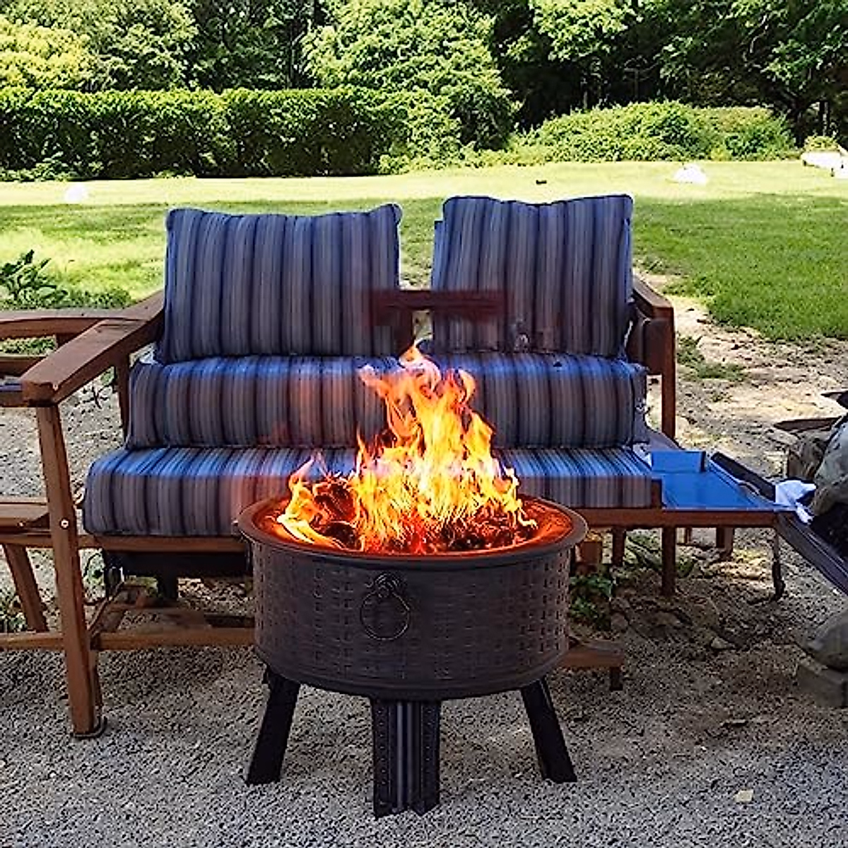 Wonder Comfort Fire Pit Set, Wood Burning FirePit with Screen, Cover and Log Poker for Outdoor and Patio, 26 inch Round Fire-Pit