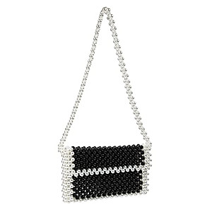 YUSHINY Women Acrylic Beaded Elegant Black and White Shoulderbag Evening Bag for Evening Party (Black&White)