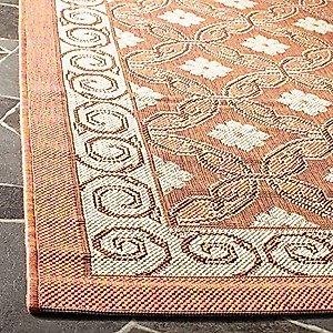 SAFAVIEH Courtyard Collection 4' x 5'7" Terracotta / Cream CY7810 Indoor/ Outdoor Waterproof Easy-Cleaning Patio Backyard Mudroom Accent-Rug