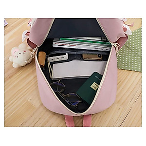 DAHUOJI Kawaii Backpack Set 5pcs Aesthetic Backpack for School Teens Girls Daypack Large with Pendants and Pins,Pen Case,Tote Bag,Small Bag(Black)