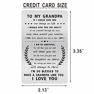 Alotozo Best Grandpa Gifts for Men, Thank You Grandfather Birthday Card, Engraved Steel Christmas Fathers Day Decoration Gift Ideas from Grandchildren