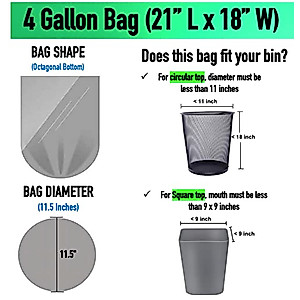 4 Gallon Trash Bags Small Bathroom Garbage Bags Clear Plastic Wastebasket Trash Can Liners for Home and Office Bins, 200 Count