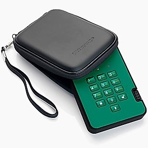 iStorage diskAshur2 HDD 2TB Green - Secure portable hard drive - Password protected, dust and water resistant, portable, military grade hardware encryption USB 3.1 IS-DA2-256-2000-GB