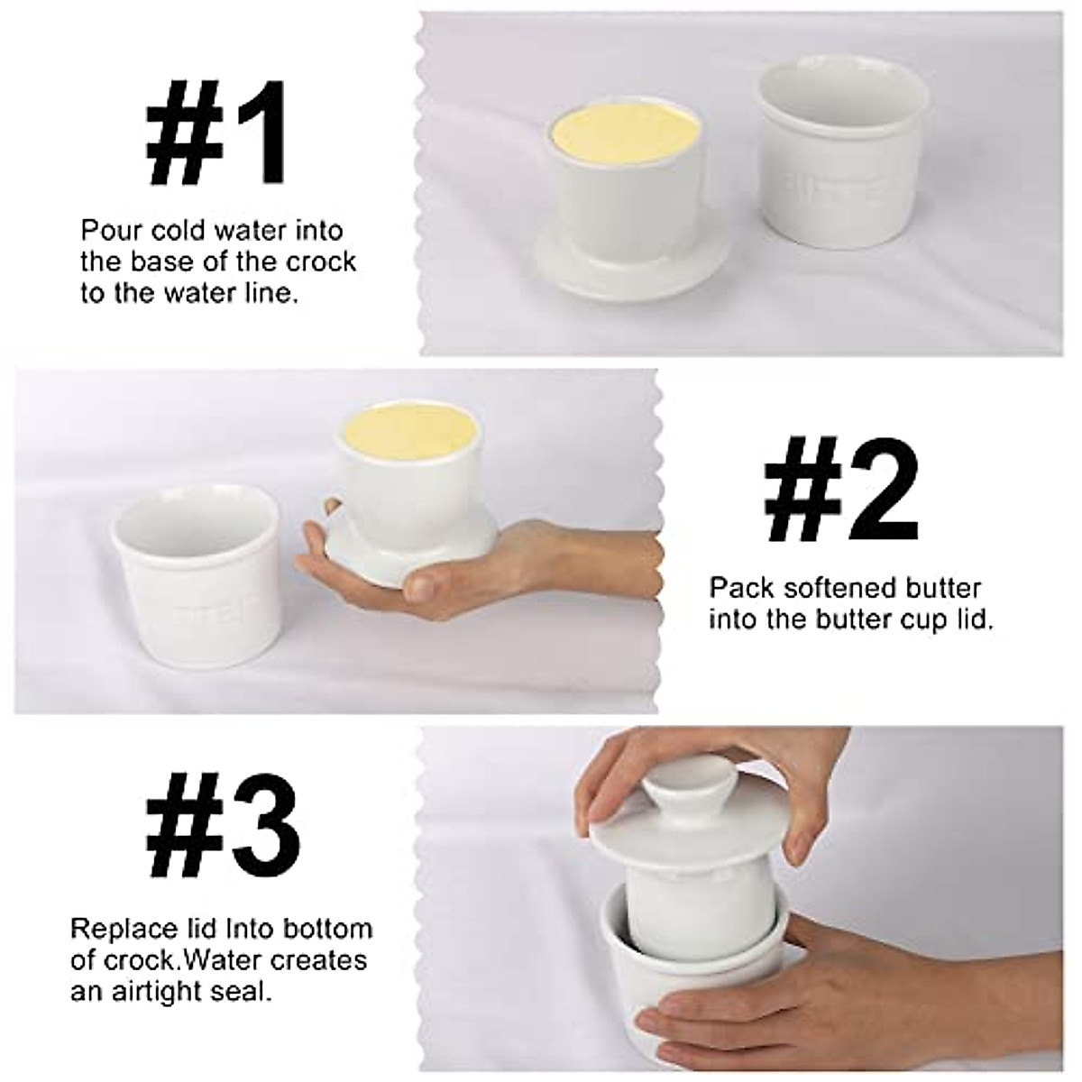 French Butter Keeper Crock Dish with Knife for Soft Butter-No more Hard Butter Anymore