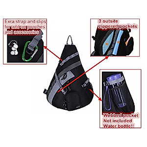 HBAG 20" Crossbody Sling Backpack Single Strap School Travel Sports Shoulder Bag, Black