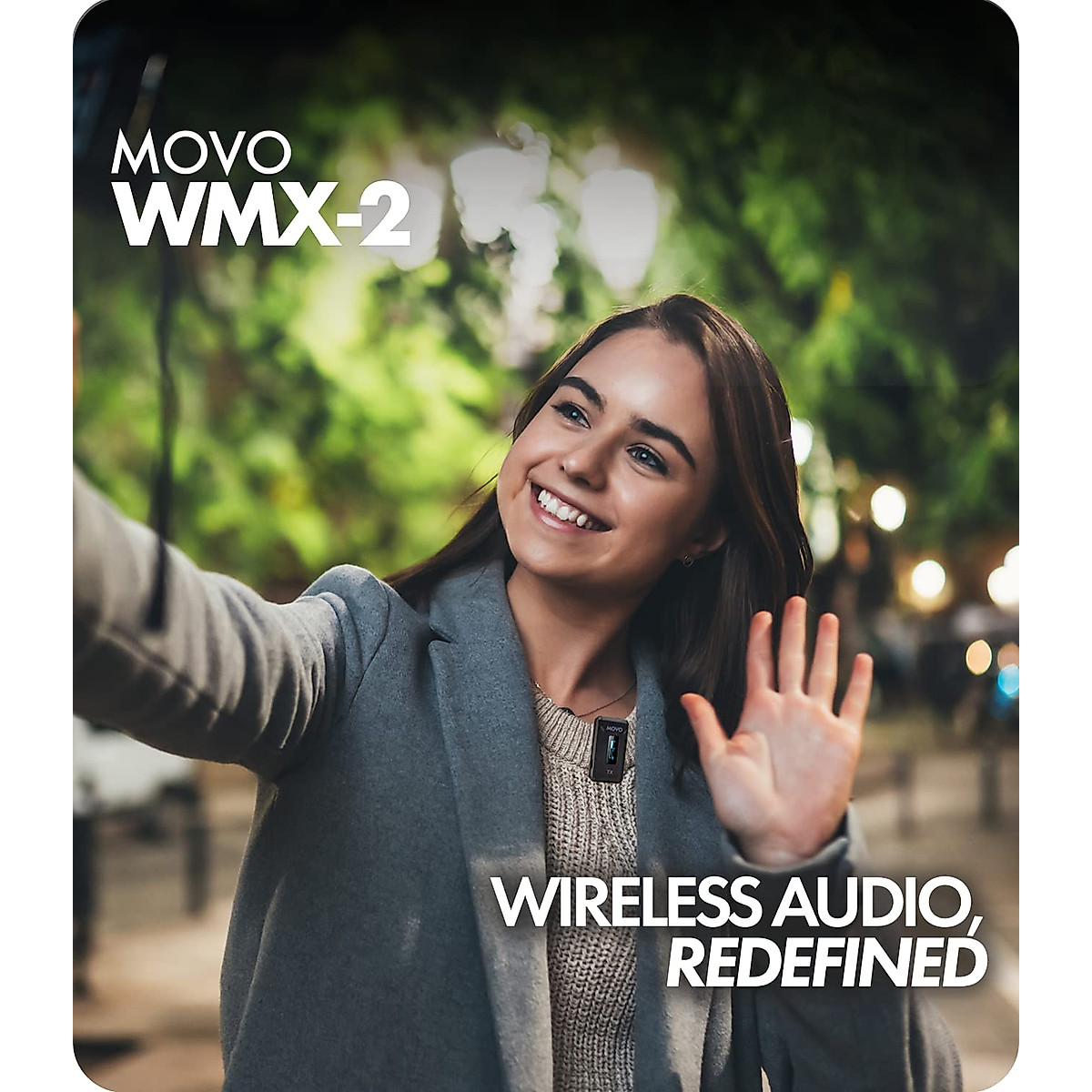 Movo WMX-2 Wireless Camera Microphone with Charging Case - Lavalier Mic for DSLR Cameras, Vlogging, Content Creation, Filmmaking