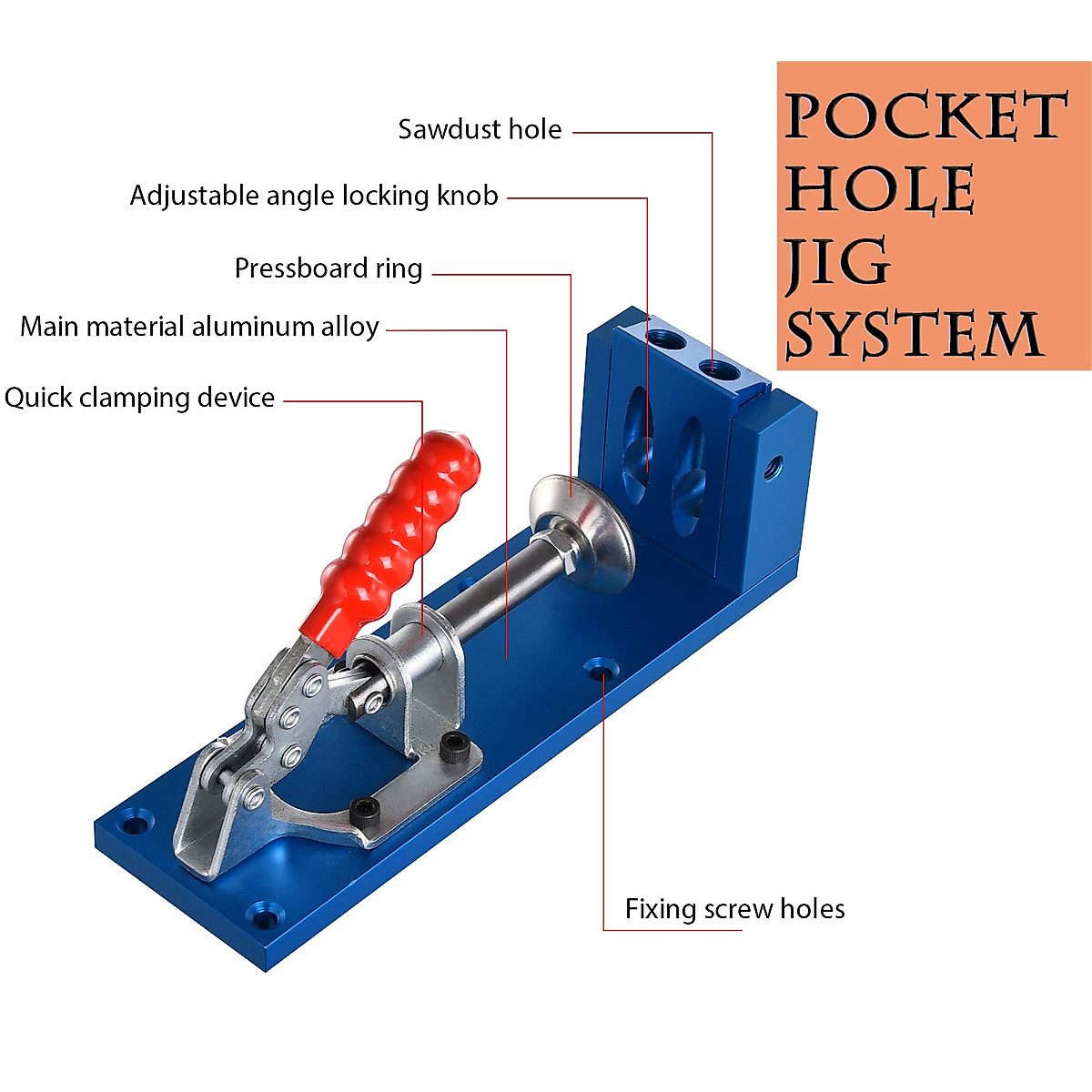 Pocket Hole Jig Kit Dowel Drill Joinery Screw Kit All-In-One Aluminum System Set Jig Wood Woodwork Guides Joint Angle Tool Carpentry Locator