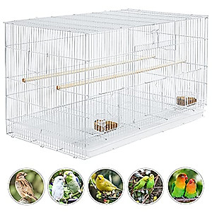 Topeakmart 30-inch Flight Bird Cage for Parrots Finches Budgies Cockatiels Parakeets Lovebirds Canaries with Slide-Out Tray, White