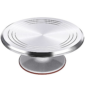 Puroma Aluminium Alloy Rotating Cake Turntable 12'' Revolving Cake Stand with Non-Slipping Silicone Bottom, Ideal Cake Decorating Supply for Cake Decorations, Pastries and Cupcakes