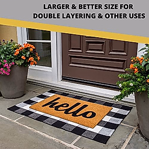 KOZYFLY Buffalo Plaid Area Rugs 2x3 Ft Black and White Checkered Rug Washable Front Door Mat Hand Woven Cotton Outdoor Rug Small Rug for Front Porch Kitchen Entryway Patio Bathroom