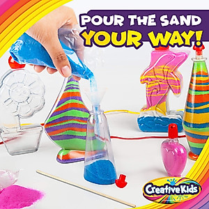 Creative Kids Sand Art Activity Kit for Kids-10 Sand Art Bottles &10 Colored Cool Sand Bags+Glitter Sand-Create Your Own Sand Art-DIY Arts & Crafts Gifts for Kids Boys Girls Age 6+ Packaging May Vary