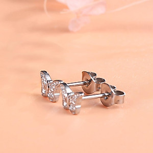 Limerencia Hypoallergenic G23 Titanium Earrings, Tiny Butterfly Stud, F136 Implant Grade Pure Titanium, Suitable for Sensitive Ears (Silver)