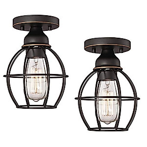 WISBEAM Semi Flush Mount Ceiling Light Fixture, E26 Medium Base MAX 60W, Metal Housing, ETL Rated, Bulbs NOT Included, 2-Pack