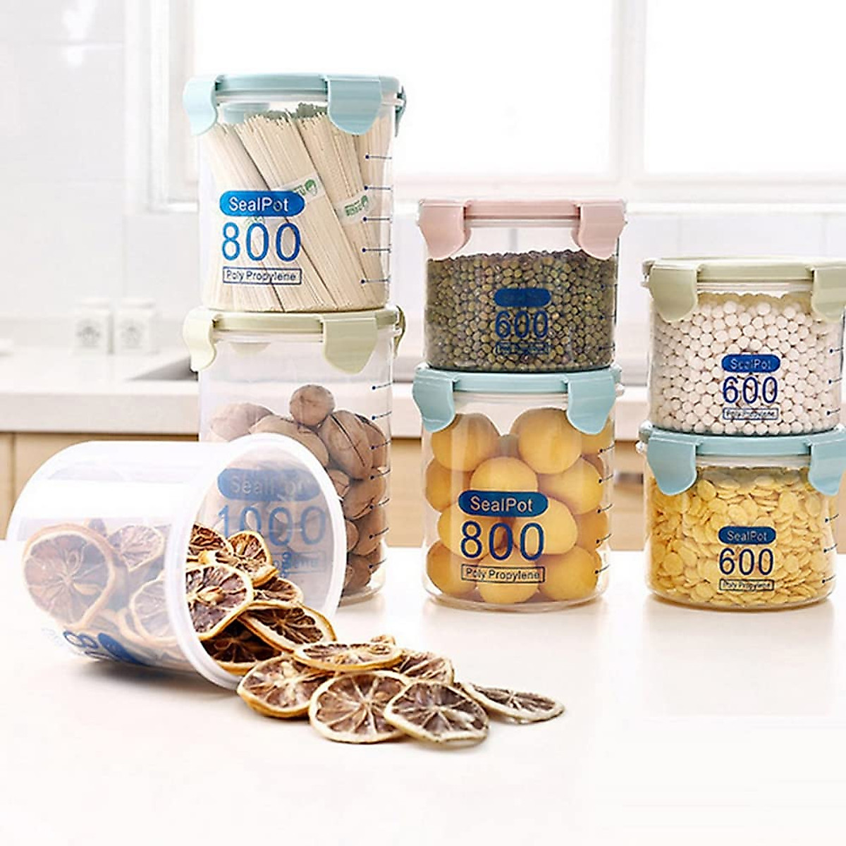 Airtight Food Storage Containers with Lids for Kitchen Organization, Plastic Canister Kitchen Storage Containers for Pantry Organization and Storage, Cereal, Rice, Pasta, Flour and Sugar Containers 6