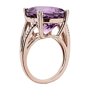 Jewelrygift Rose Gold Plated France Statement Ring Natural-Amethyst Faceted Loose Gtone Luxury Cocktail Ring Perfect for Special Occasion Wear Ring for Women US Size 4