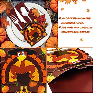 Fall Thanksgiving Cutlery Holder Set, 24 Pcs Thanksgiving Turkey Utensil Decor, Fall Harvest Dinner Table Decoration Family Gathering Party Supplies
