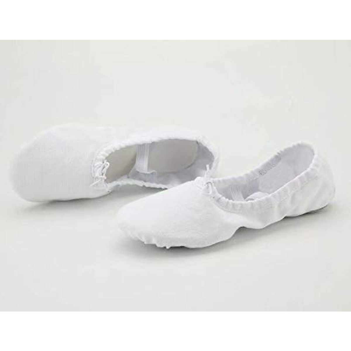 missfiona Women Canvas Ballet Slippers Dance Shoes Adult Practice Yoga Flat Belly Shoes(7, White)